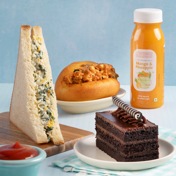 Order 2 Veg Sandwiches/Savouries + Beverage + Pastry Combo | Theobroma