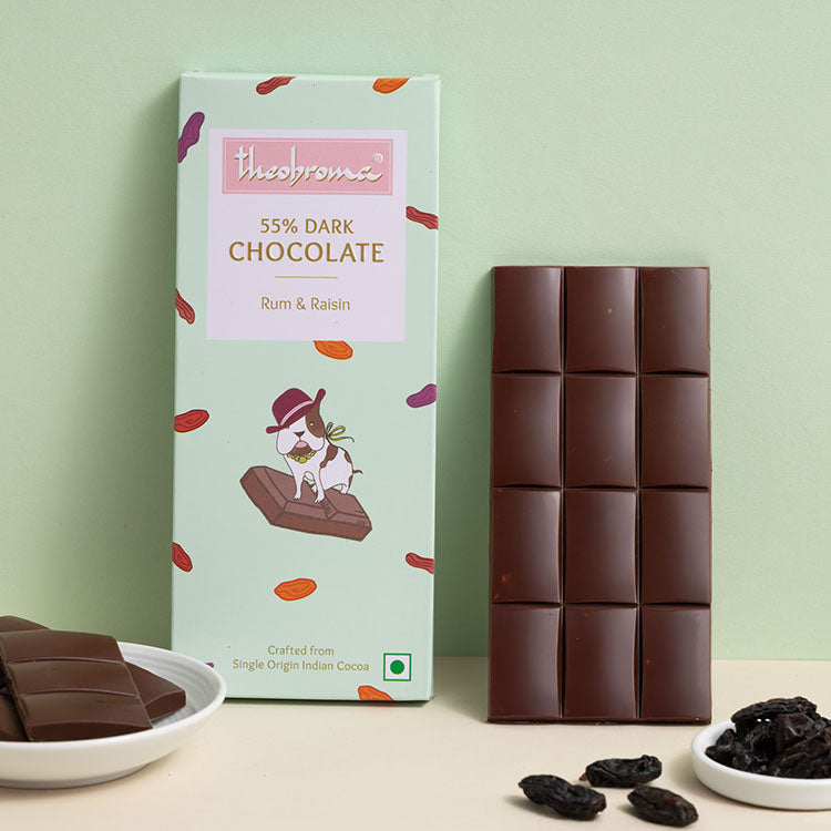 55% Dark Chocolate with Rum & Raisin – Theobroma